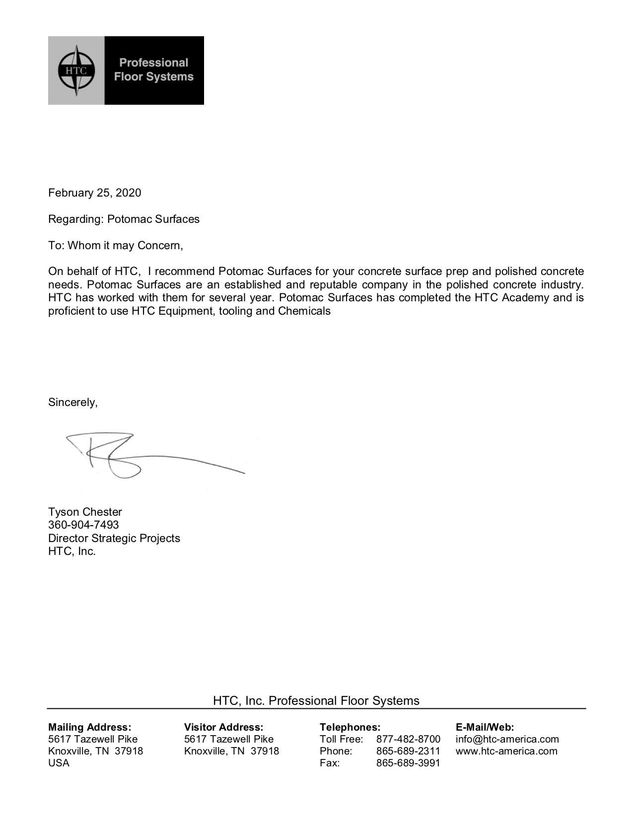 Certifications - Potomac Surfaces